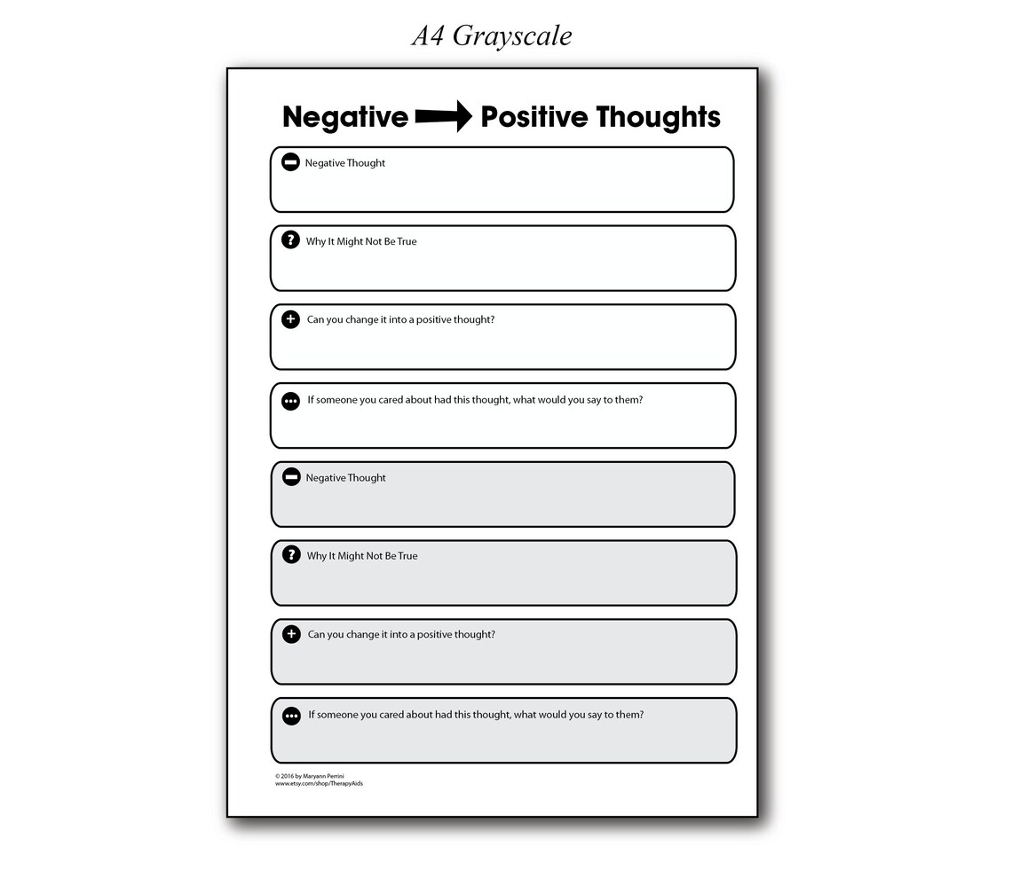 Printable Negative to Positive Thinking - Etsy UK