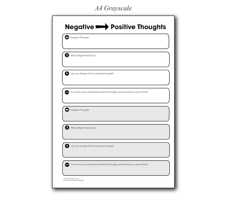 Printable Negative to Positive Thinking - Etsy
