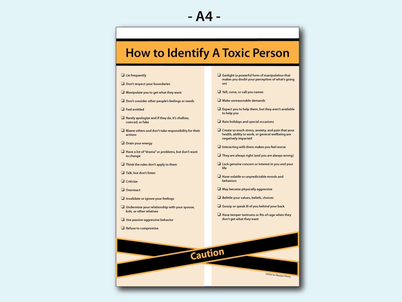 Toxic Behaviors Checklist Printable - Etsy