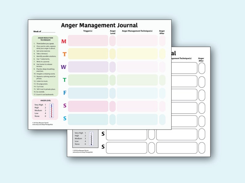 Printable Anger Management Tracker - Etsy