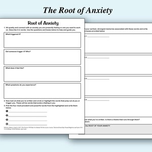 Root of Anxiety Printable Worksheet - Etsy