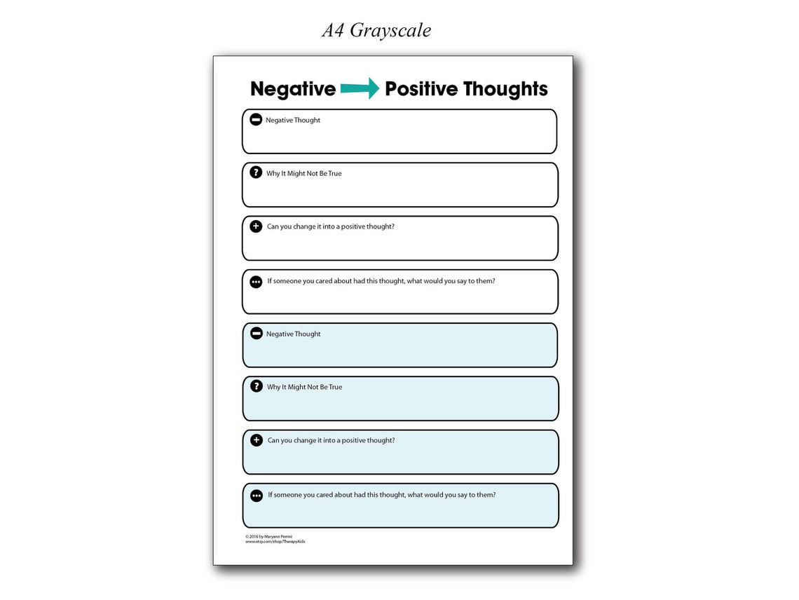 Printable Negative to Positive Thinking - Etsy UK