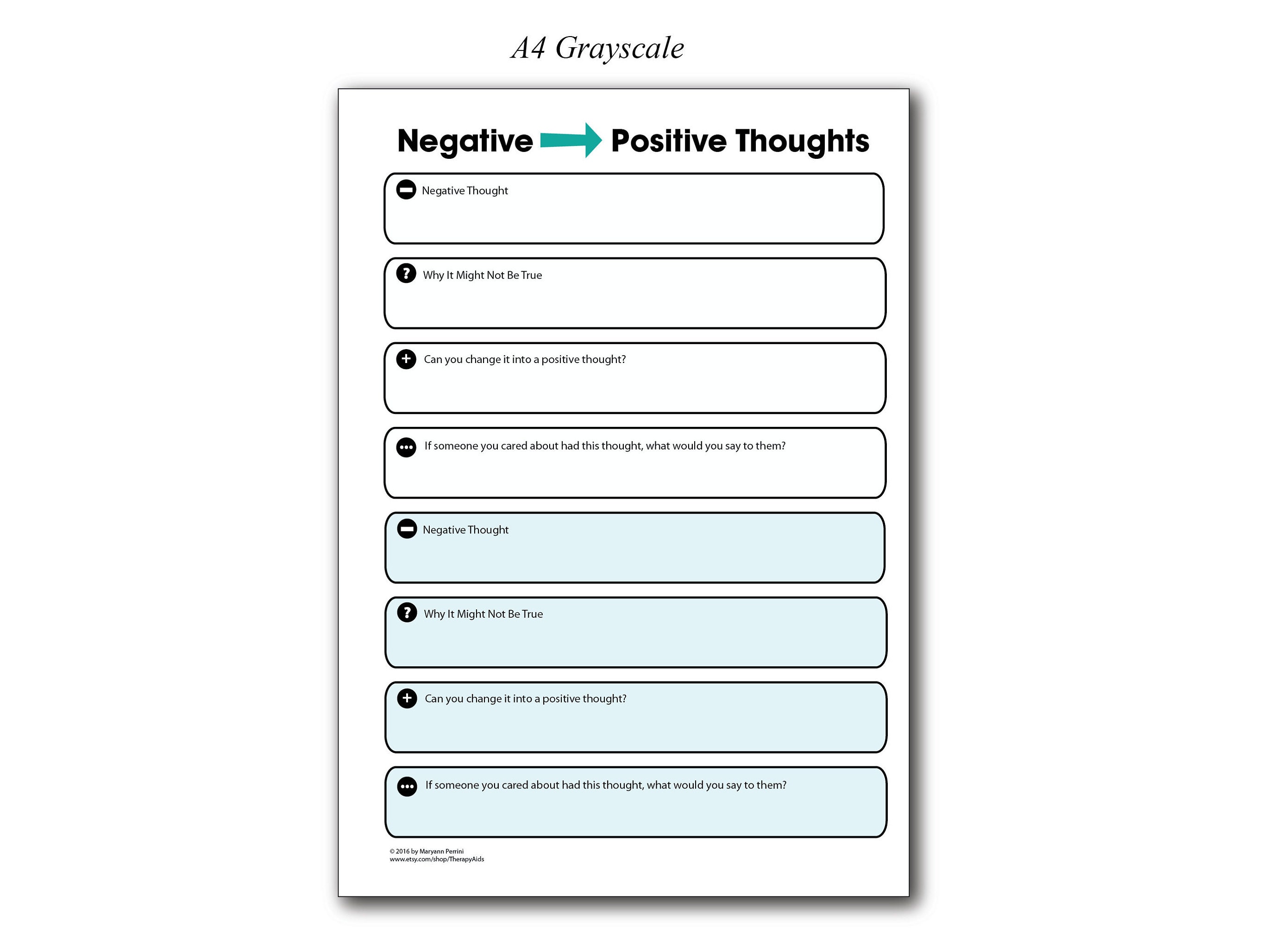 Printable Negative to Positive Thinking - Etsy UK