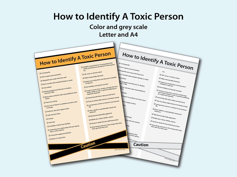 Toxic Behaviors Checklist Printable - Etsy