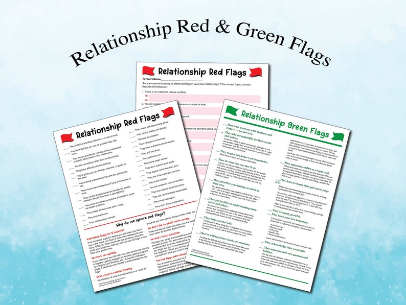 Printable Relationship Red & Green Flag Bundle - Etsy
