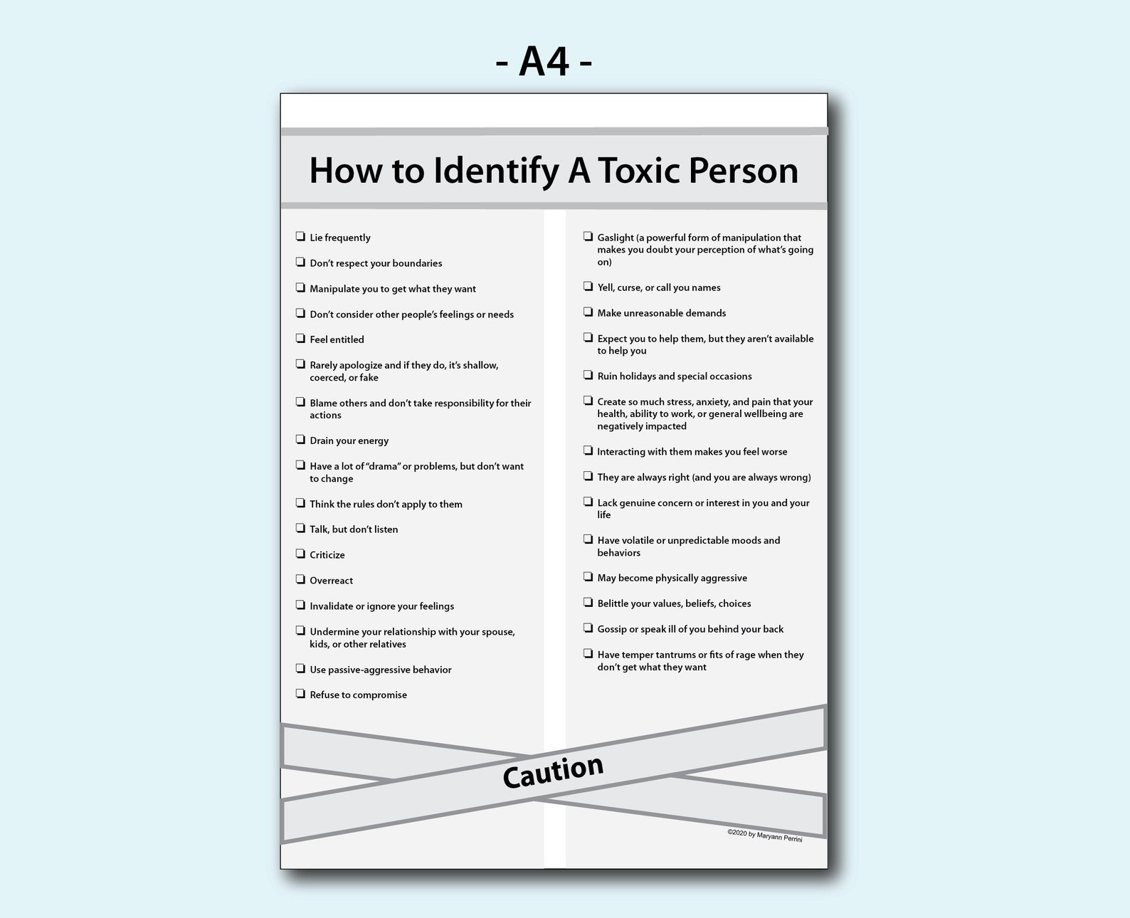 Toxic Behaviors Checklist Printable - Etsy