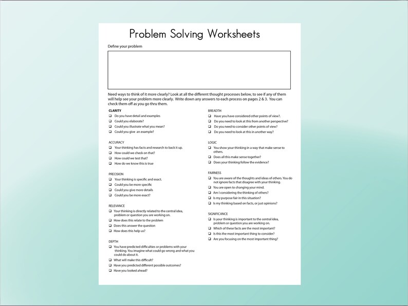 Printable Problem Solving and Brainstorming Worksheets - Etsy Canada
