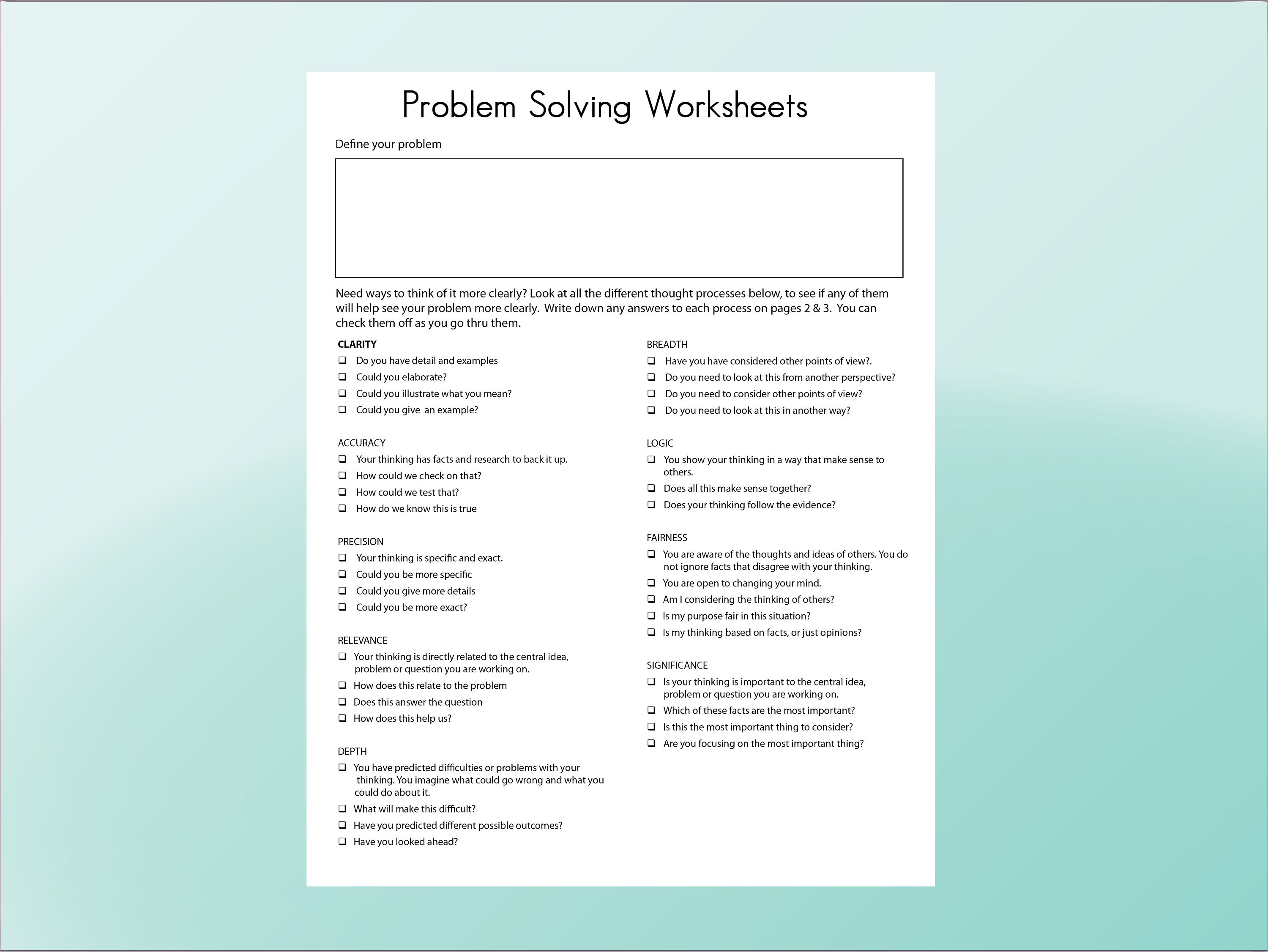 Printable Problem Solving and Brainstorming Worksheets | Etsy