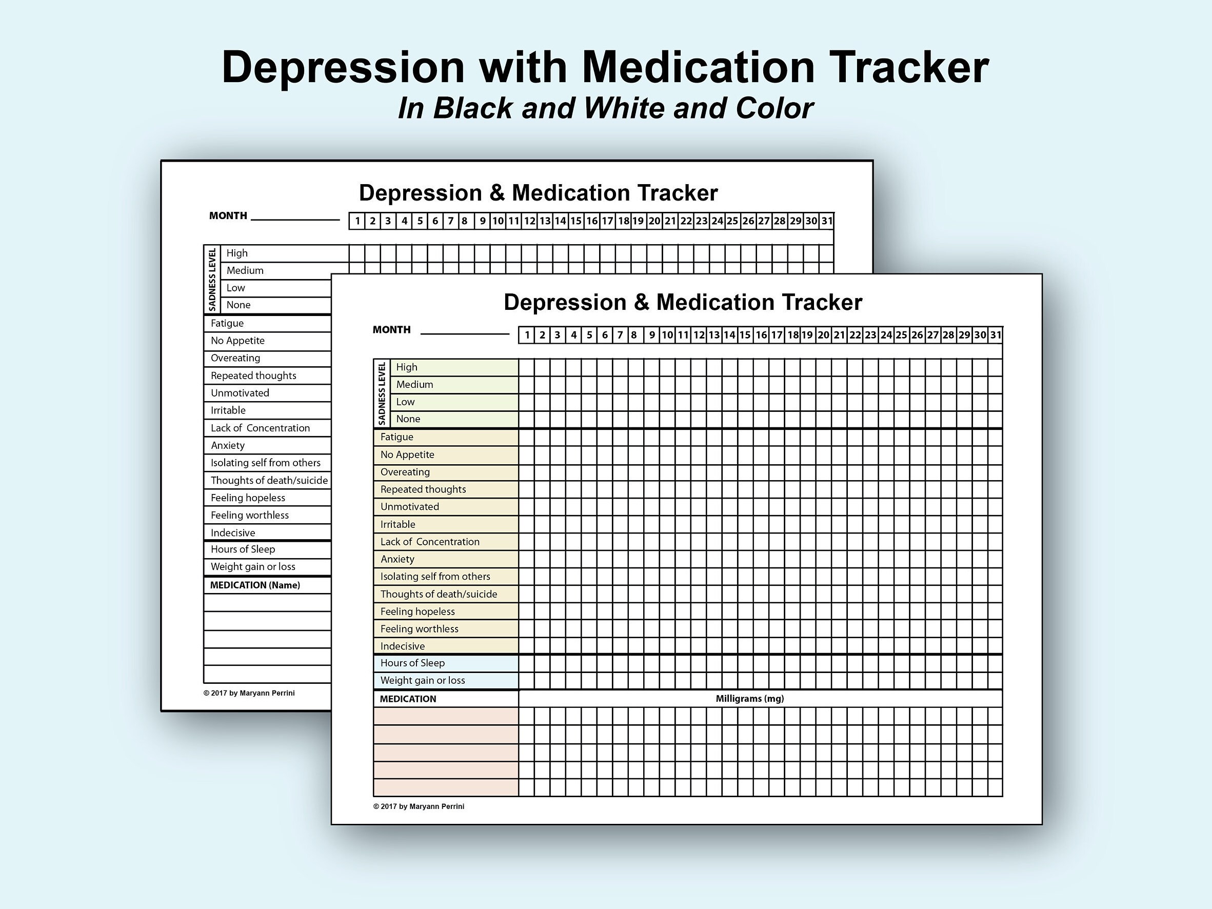 Printable Depression Medication Sleep & Weight Tracker - Etsy