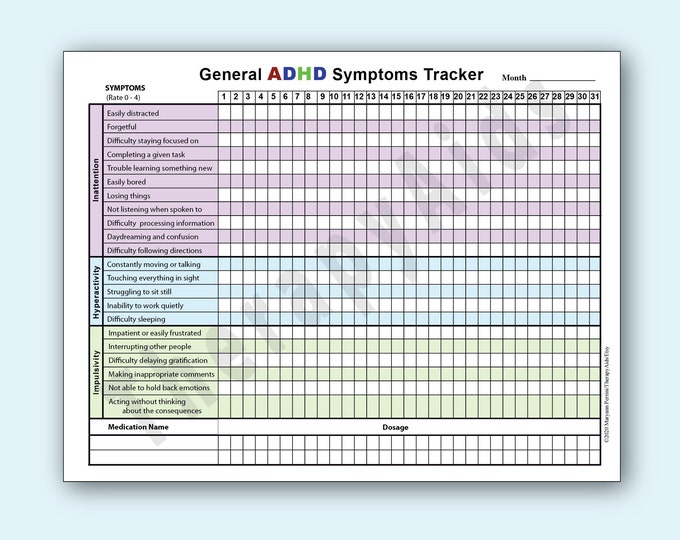ADHD Symptoms and Medication Tracker Letter and A4 - Etsy UK