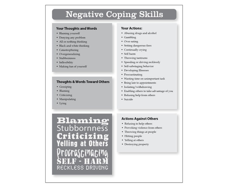 Printable Coping Skills List and Tracker - Etsy