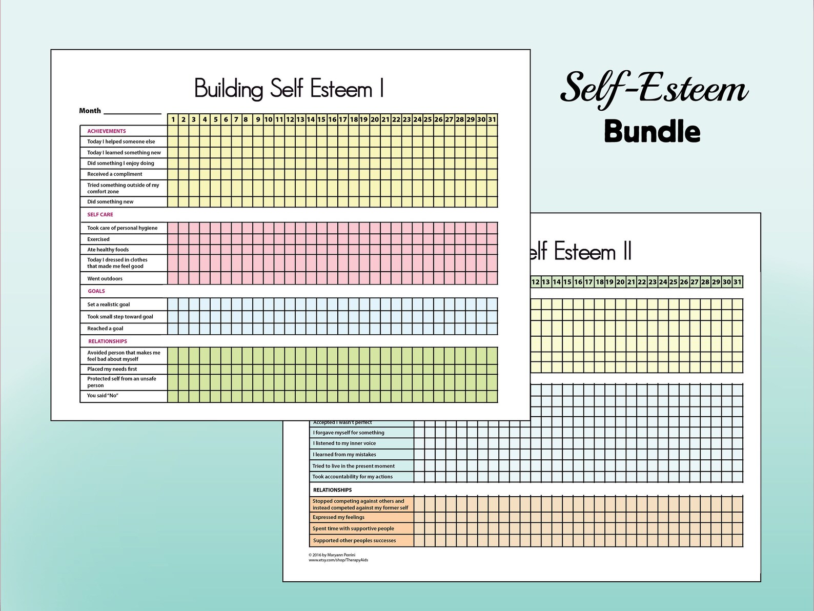 Self-esteem Building Trackers I & II Printable | Etsy