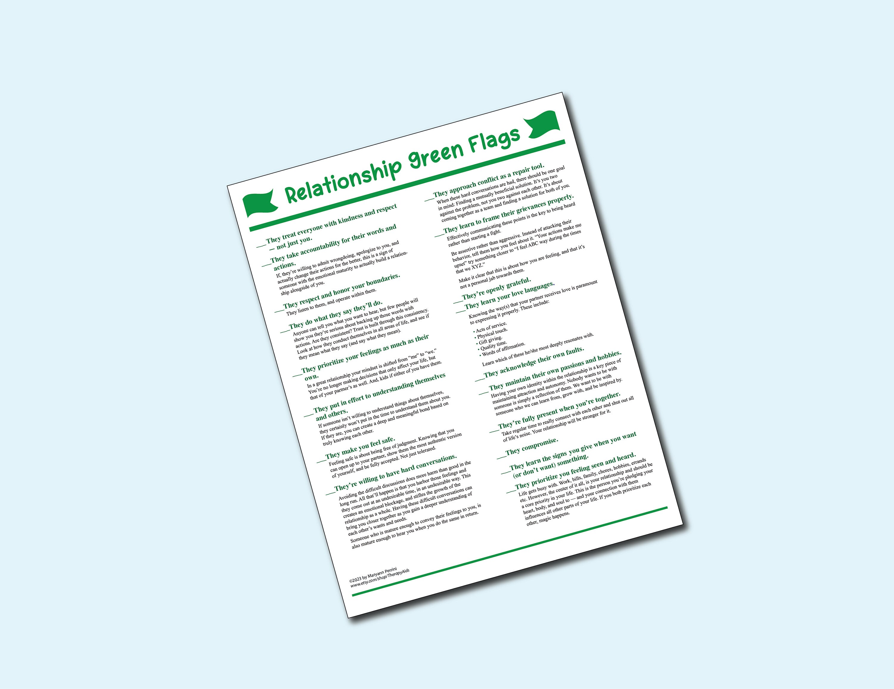 Printable Relationship Red & Green Flag Bundle - Etsy