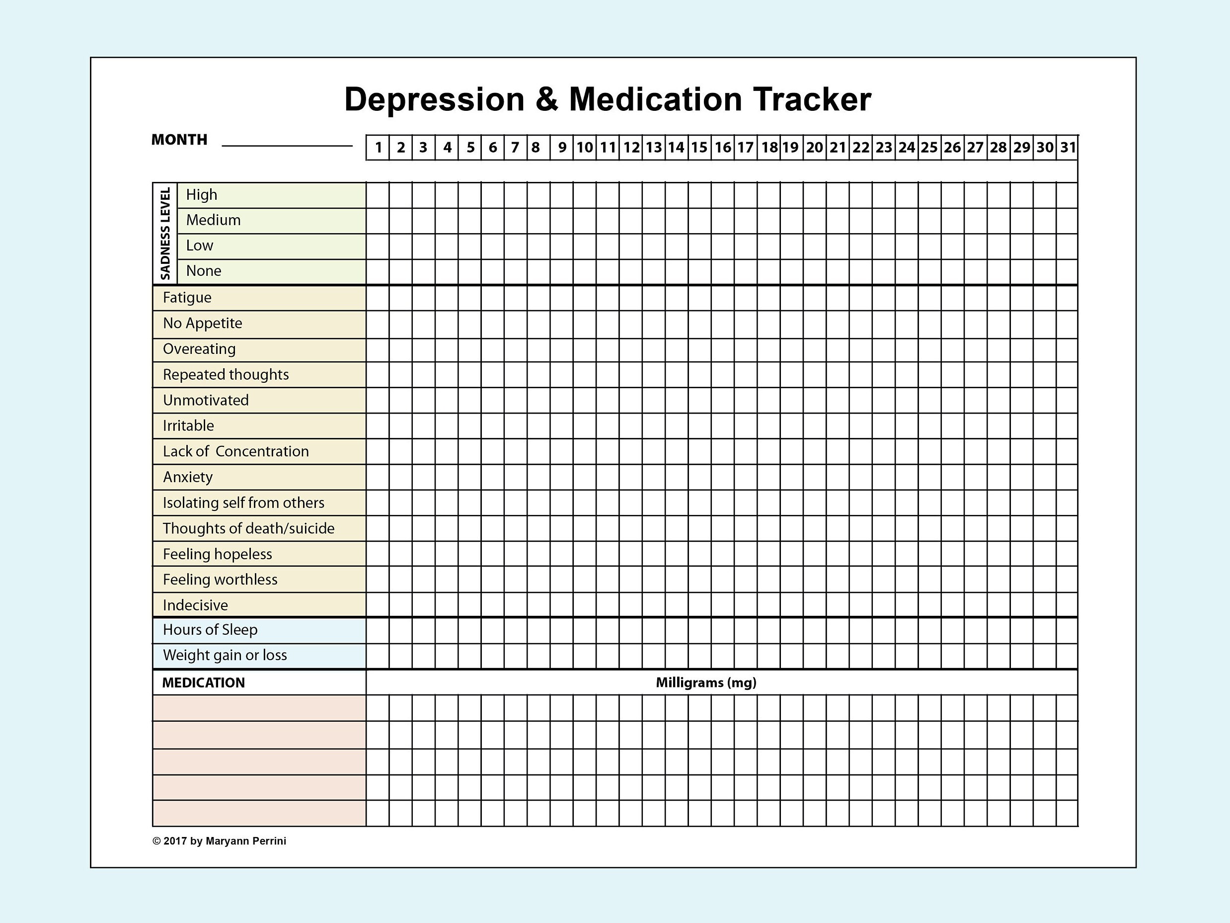Depression Medication Chart