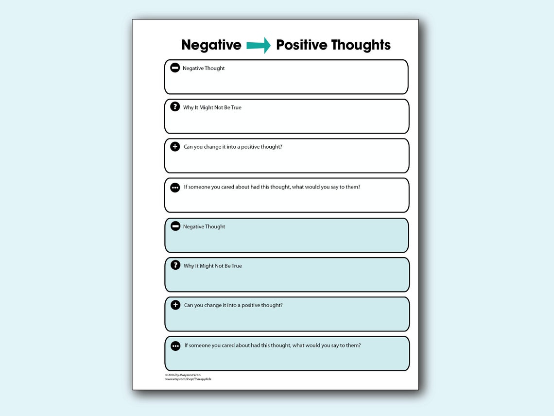 Printable Negative to Positive Thinking - Etsy UK