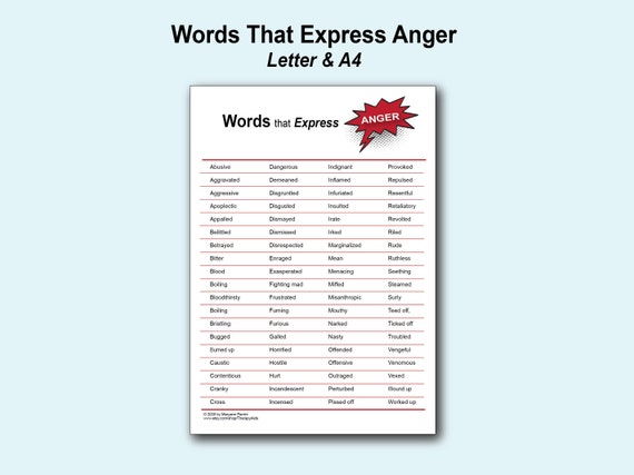 List of Angry Words Printable - Etsy Australia
