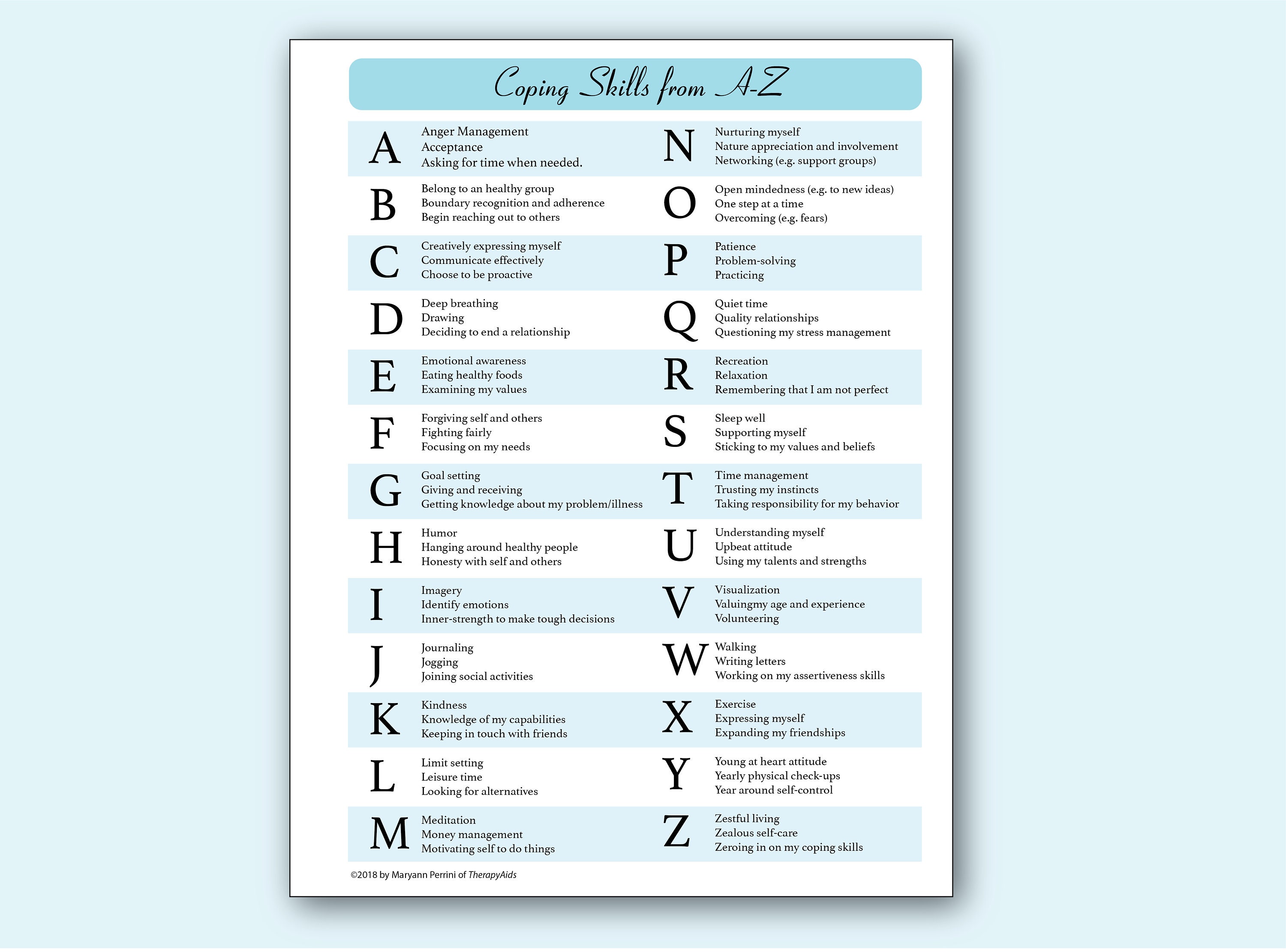 Printable Coping Skills List and Tracker - Etsy