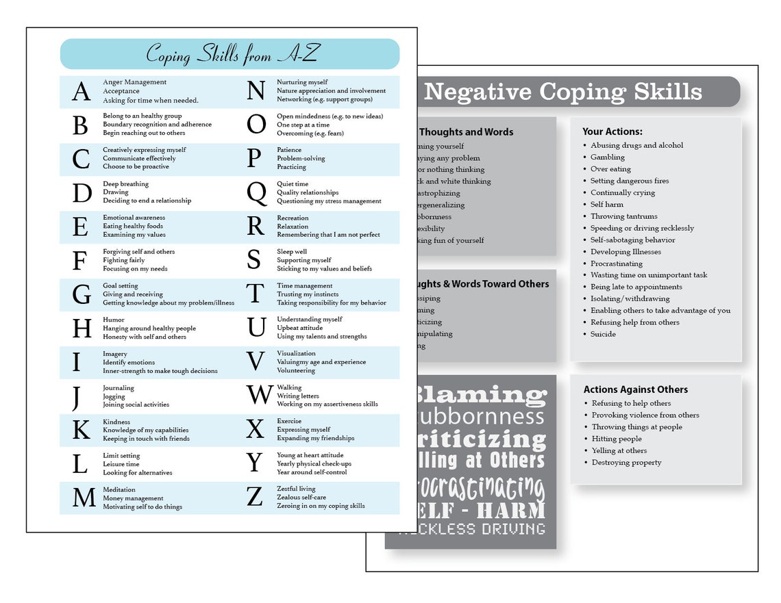 Bundle Of Printable Positive And Negative Coping Skills Etsy