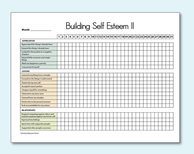 Self-esteem Building Trackers I & II Printable - Etsy Canada