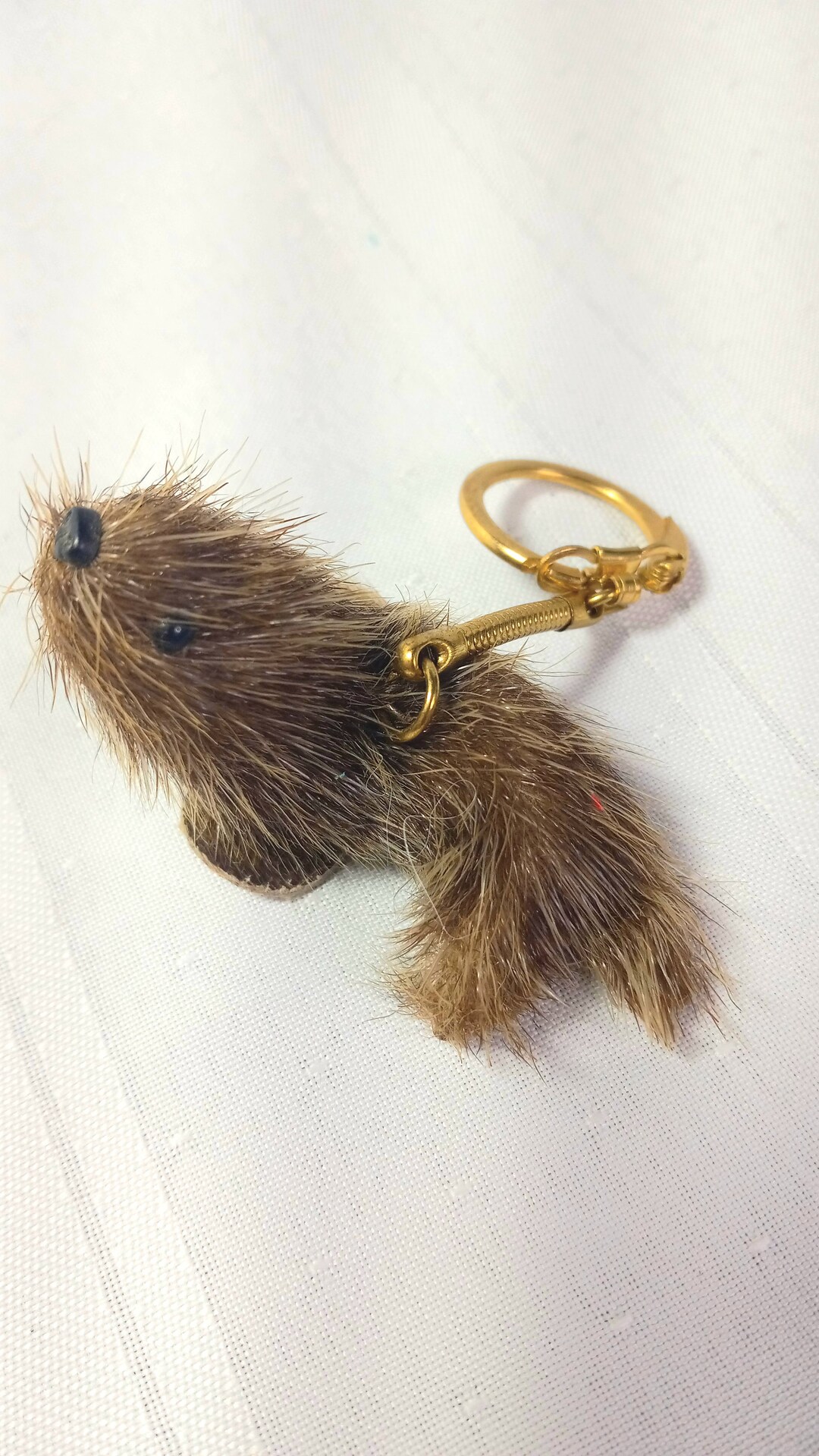 Real Fur Otter Key Chain Sea Mammal Artic Vintage Ocean Statue Figure ...