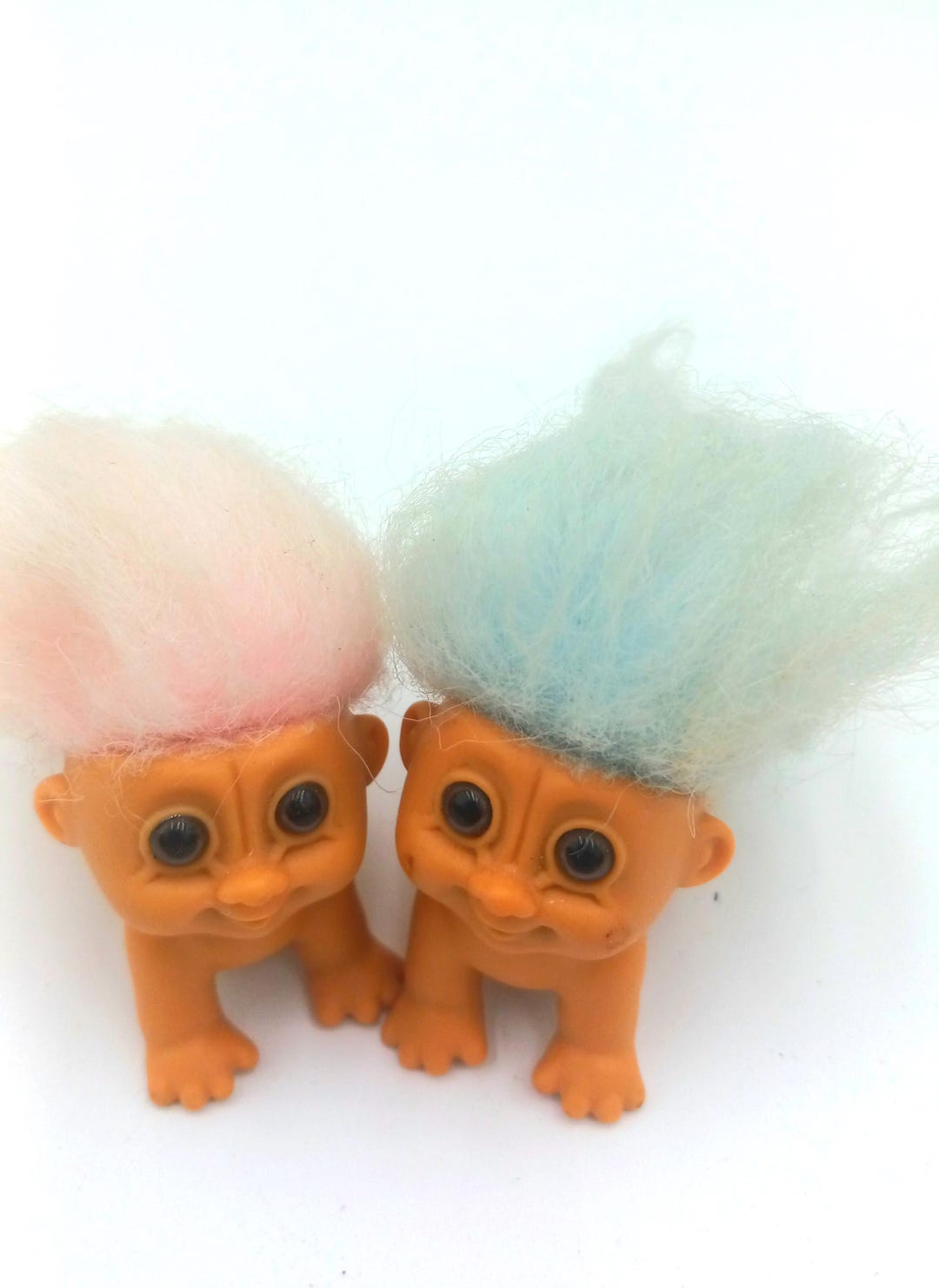 Vintage Two Crawling Baby Troll Dolls. Naked With Blue, Pink and White ...