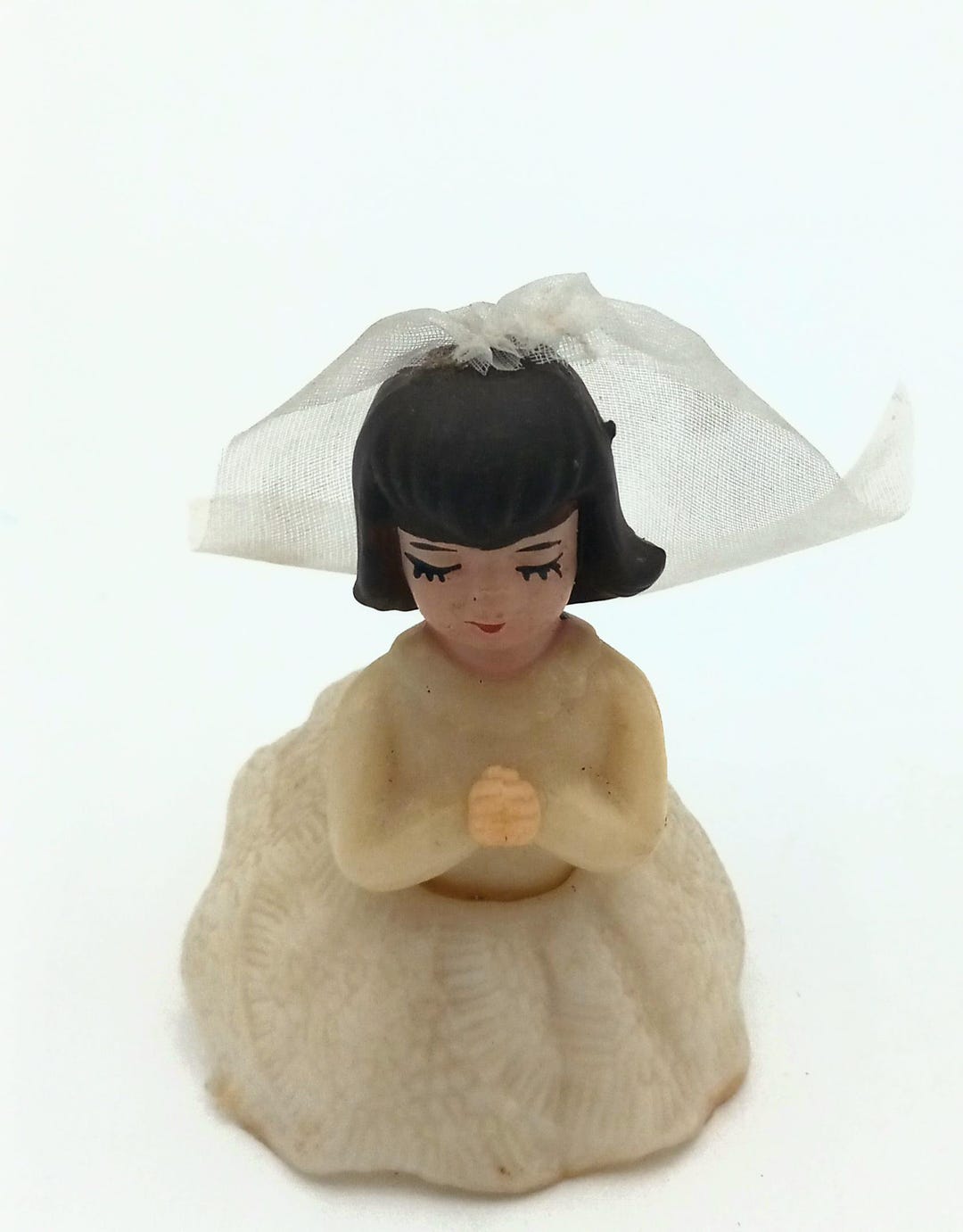 Vintage 50's Wilton Cake Topper Kneeling at Alter First Communion Girl ...