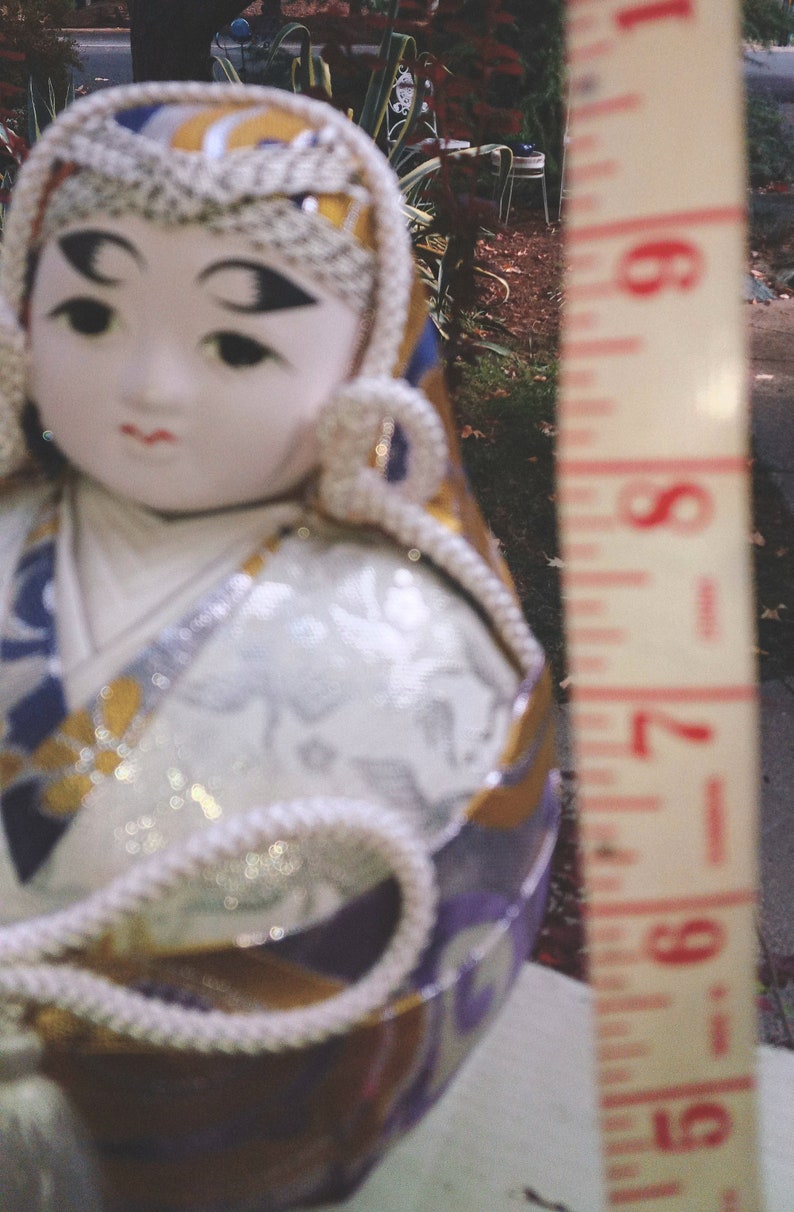 Large Japanese Asian Gofun Wedding Doll Round Ball Kimono Heron ...