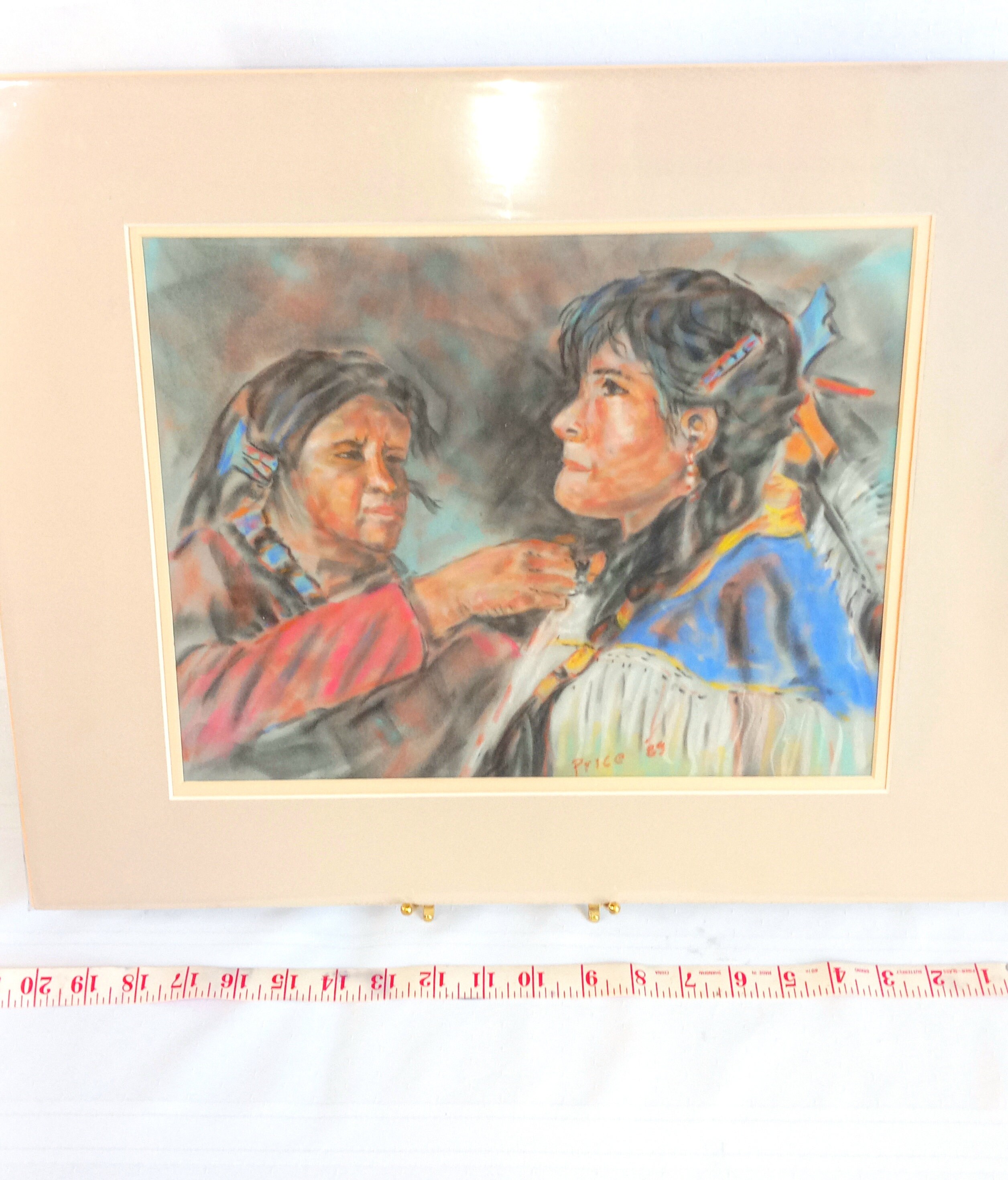 Native American Ceremonial Pastel Colors Chalk Art Signed Matted 20 X ...