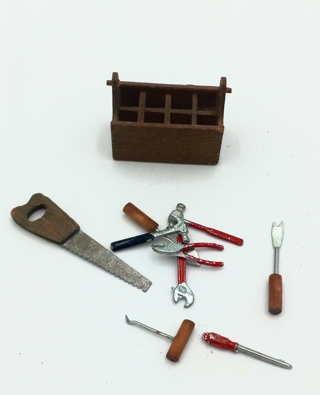 10pc. Miniature Wood Tool Chest/carrier With Metal and Wood Tools ...