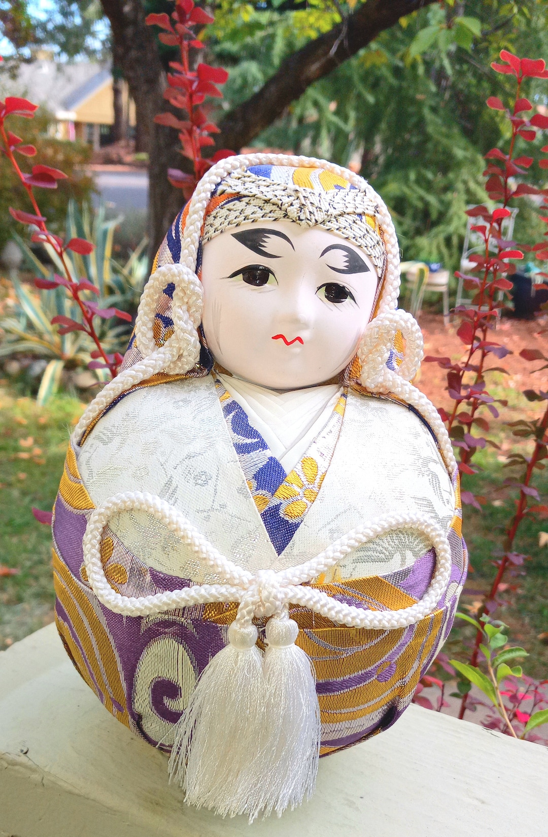 Large Japanese Asian Gofun Wedding Doll Round Ball Kimono Heron ...