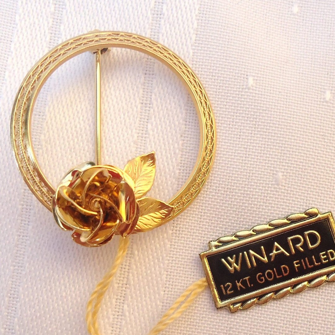 Vintage Winard 12KT Gold Pin. Rose Pin/ Brooch With Tag - Etsy
