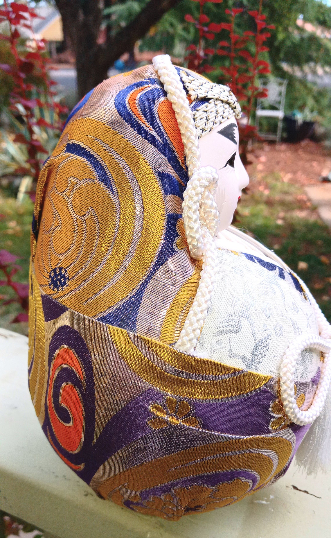 Large Japanese Asian Gofun Wedding Doll Round Ball Kimono Heron ...