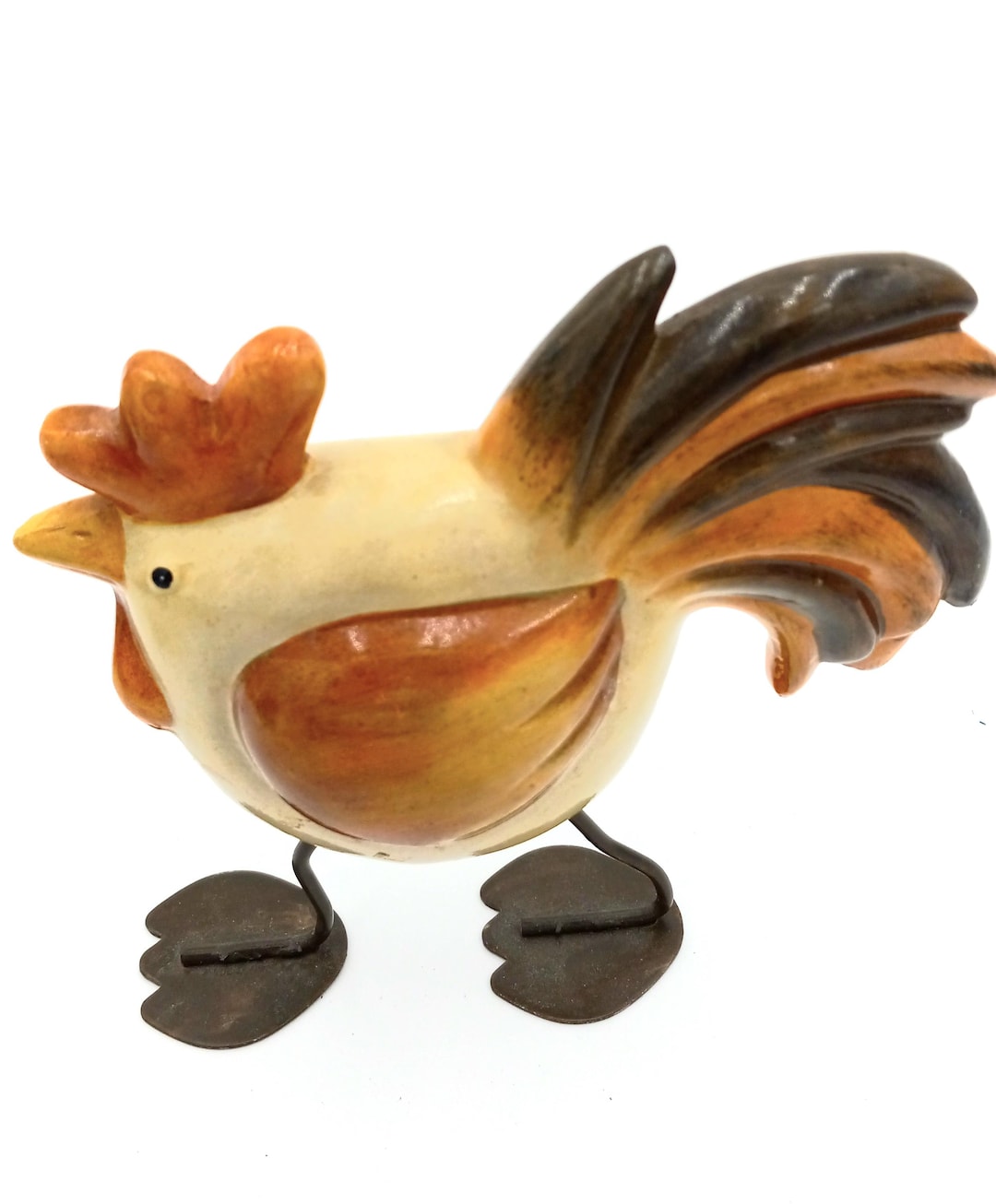 Metal Rooster Chicken Figure With Large Feet. Farmhouse Country - Etsy