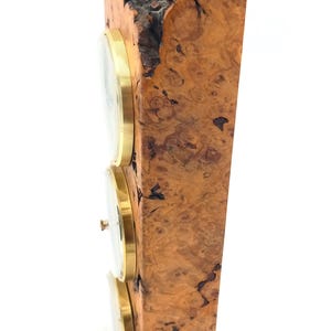 Charles Elkan Signed Burl Wood Barometer With Clock and Thermometer ...