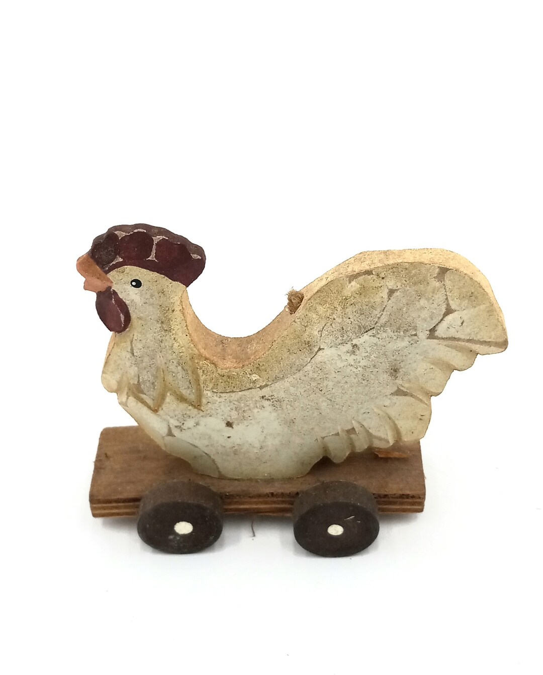Vintage Rooster Chicken Wooden Pull Toy With Wheels/ 4 Long 3 Wide - Etsy