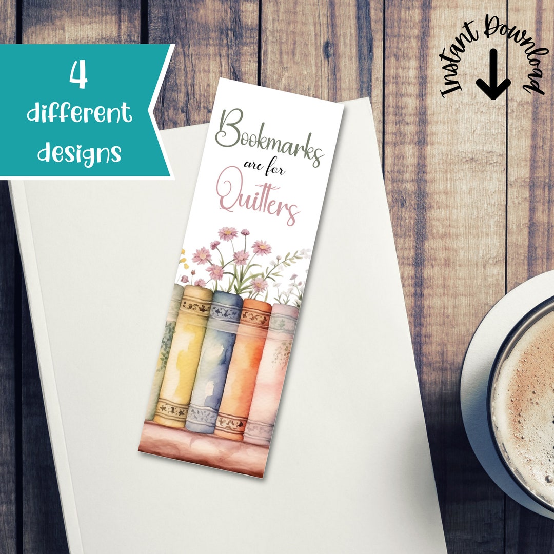 Printable Booklover Bookmarks, Watercolor Book Designs, Pretty Flowers ...