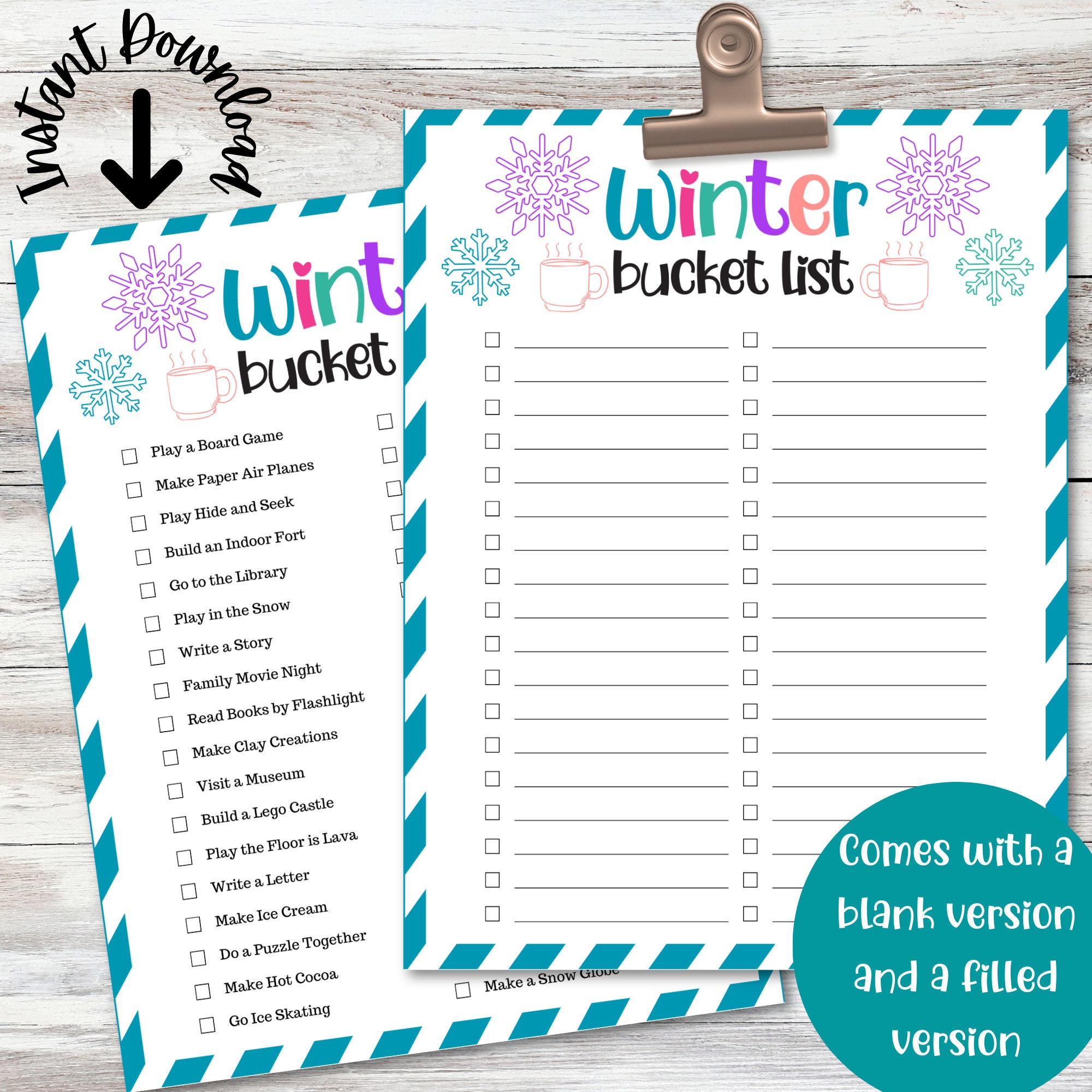 Seasonal Bucket List Printable for Family, Family Fun to Do List ...