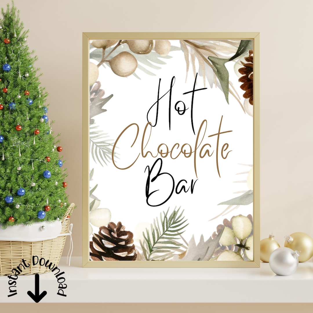Hot Chocolate Bar Sign, Printable Christmas Cocoa Display, Party ...