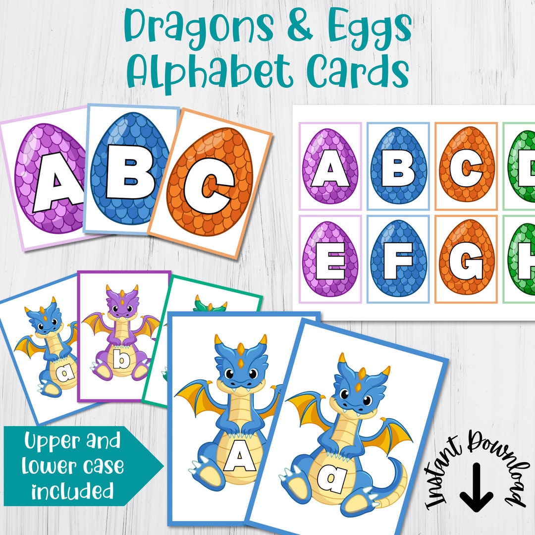 Preschool Printable ABC Matching Activity With Dragons, Letter Cards ...