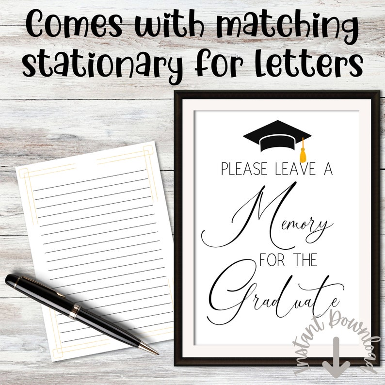 Printable Memory Jar Sign, Graduation Decor With Matching Stationary ...