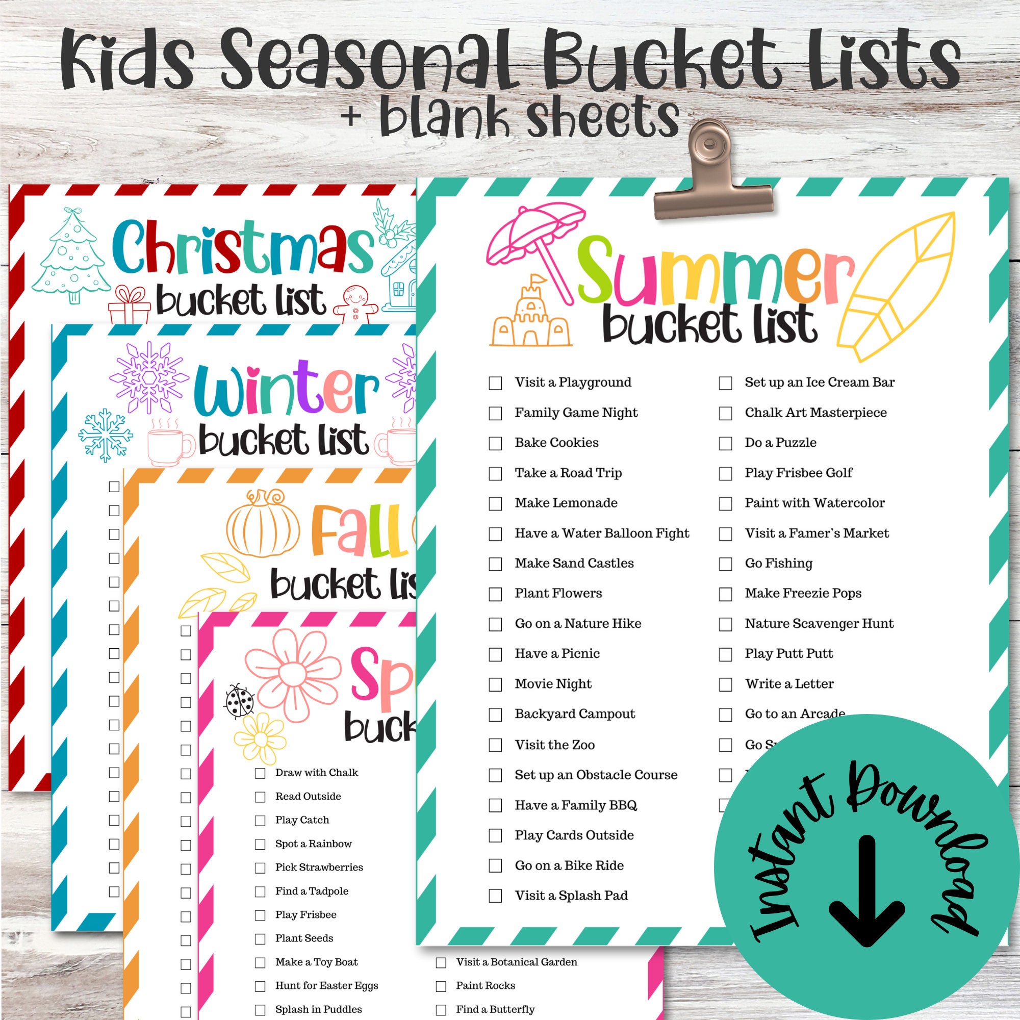 Seasonal Bucket List Printable for Family, Family Fun to Do List ...