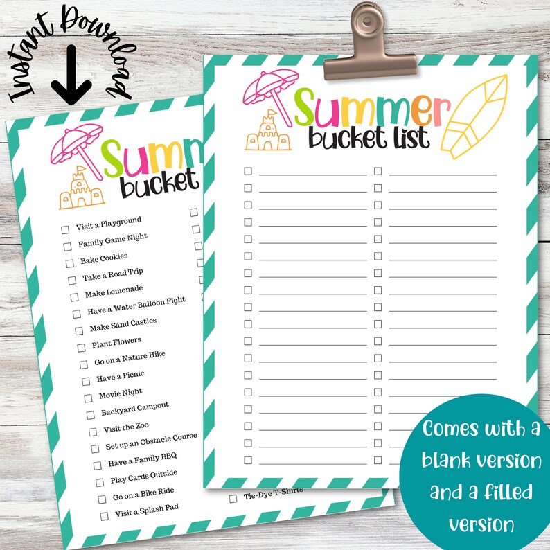 Summer Bucket List Printable for Family, Family Fun to Do List ...