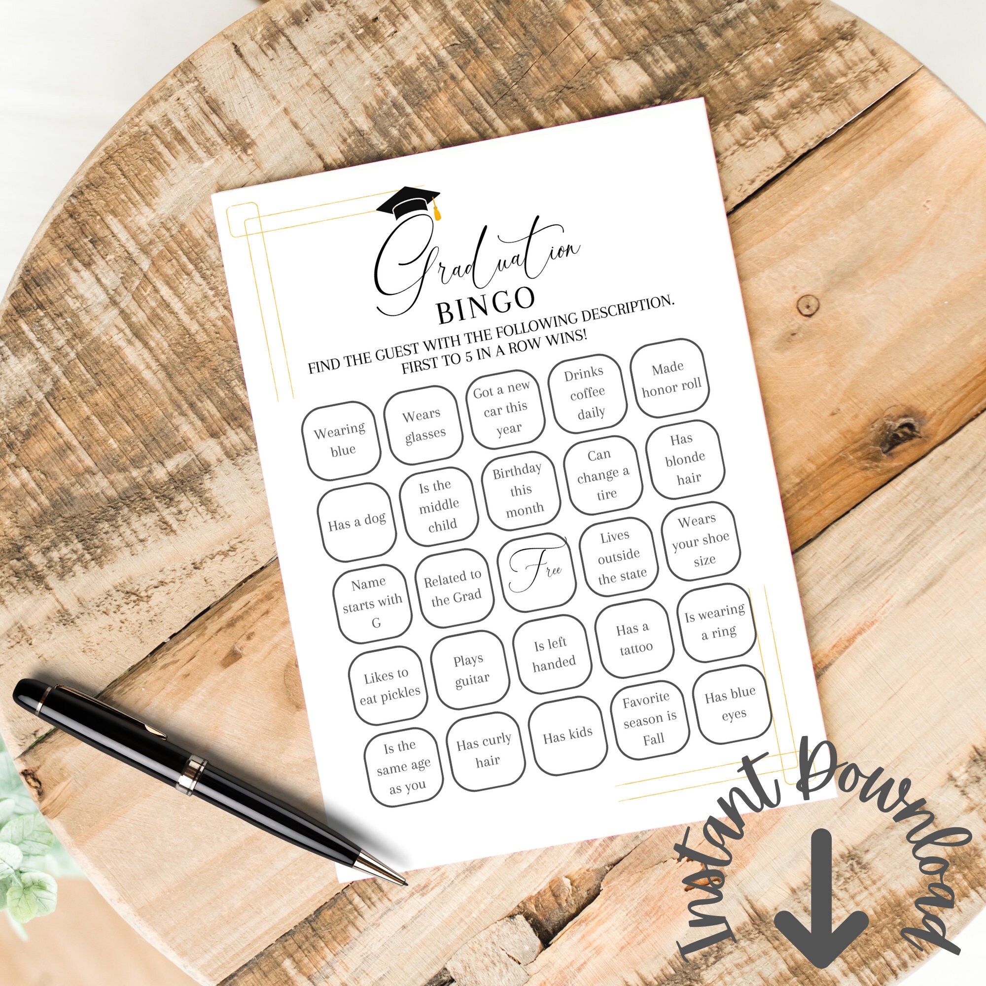 Graduation BINGO Printable Game, Mix and Mingle Fun Graduation Party ...