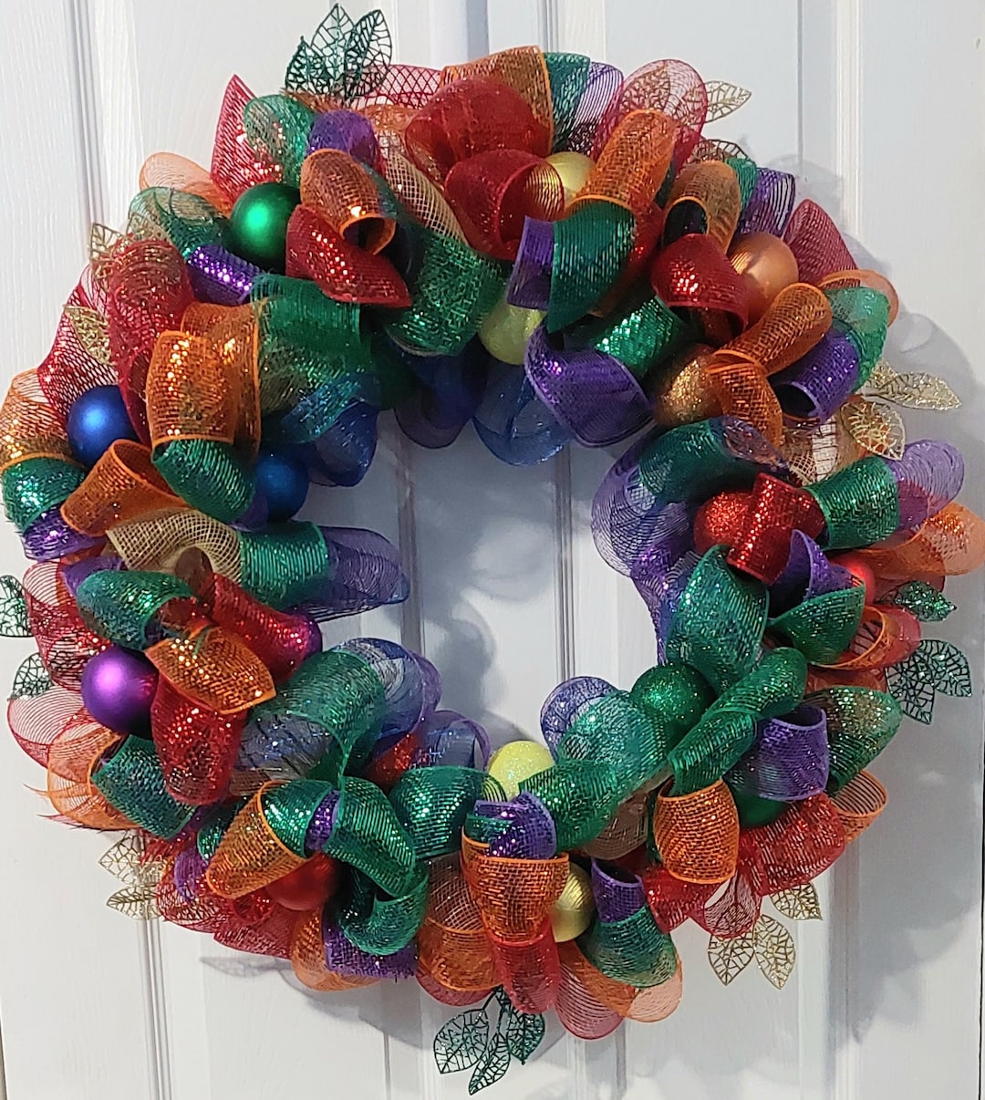 Rainbow Wreath, Christmas Wreath, Multi-color Wreath - Etsy