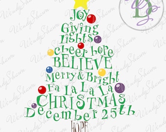 Christmas Word Tree - Etsy