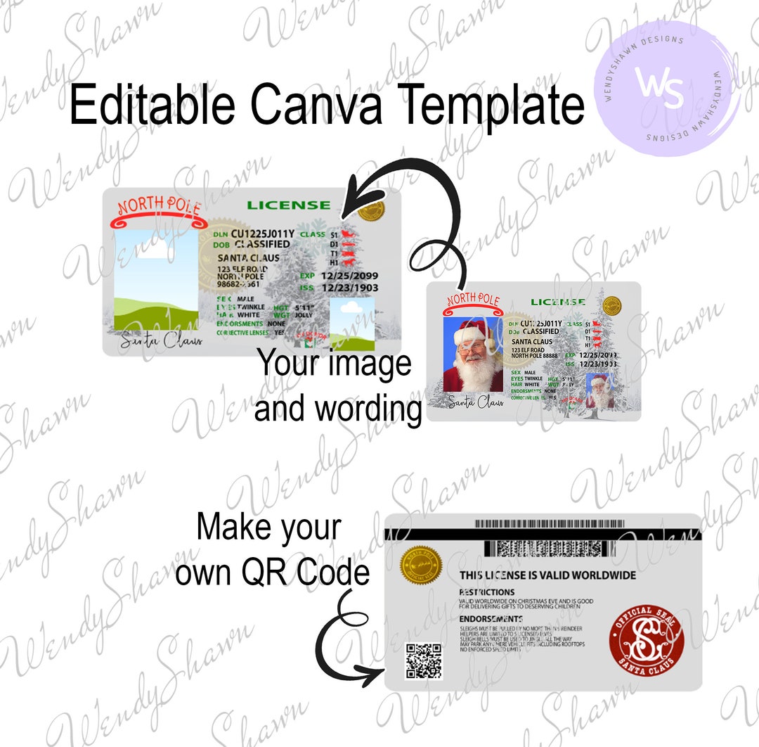 Editable Santa License, Canva Template, Lost Santa License Template - Etsy