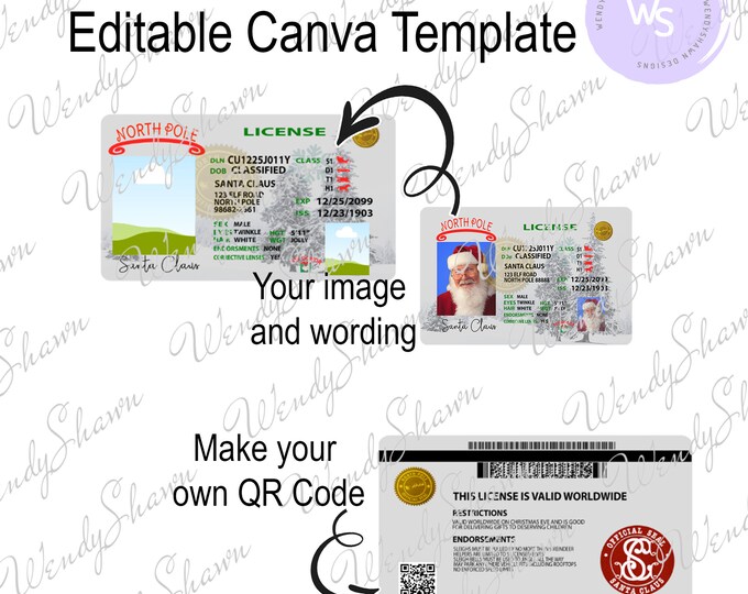 Editable Santa License, Canva Template, Lost Santa License Template - Etsy