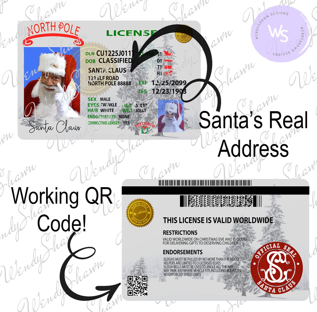 Black Santa License PNG, Working QR Code, True Address, Christmas ...