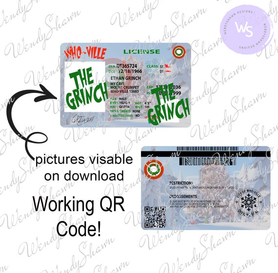 Grinch License PNG Working QR Code Christmas Who-ville - Etsy