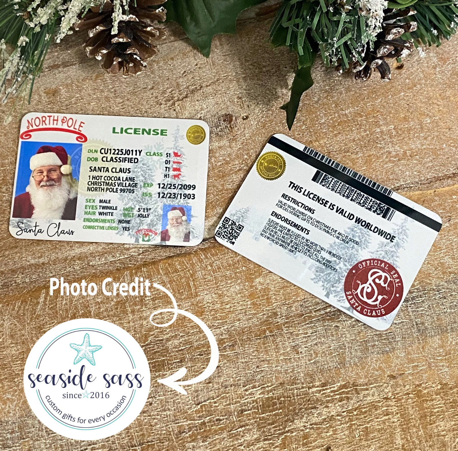 Santa License PNG Working QR Code True Address Christmas | Etsy